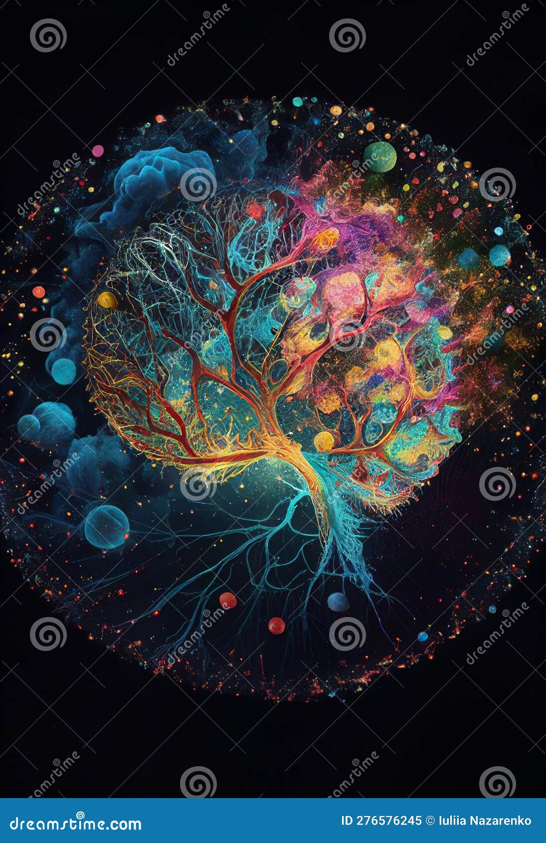 Human Brain Consisting of Protons and Neurons, Nerve Impulses. AI ...