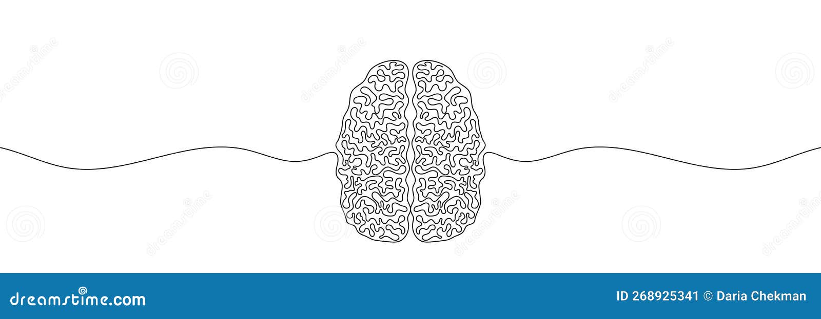 Human Brain, Continuous Line Drawing Concept Isolated Background on ...