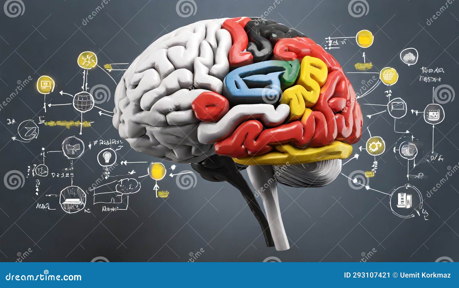 Human Brain with Creative and Logical Brain Hemisphere Stock ...