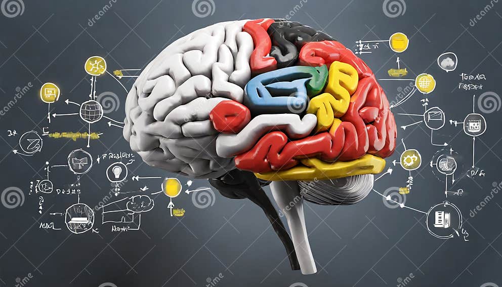 Human Brain with Creative and Logical Brain Hemisphere Stock ...