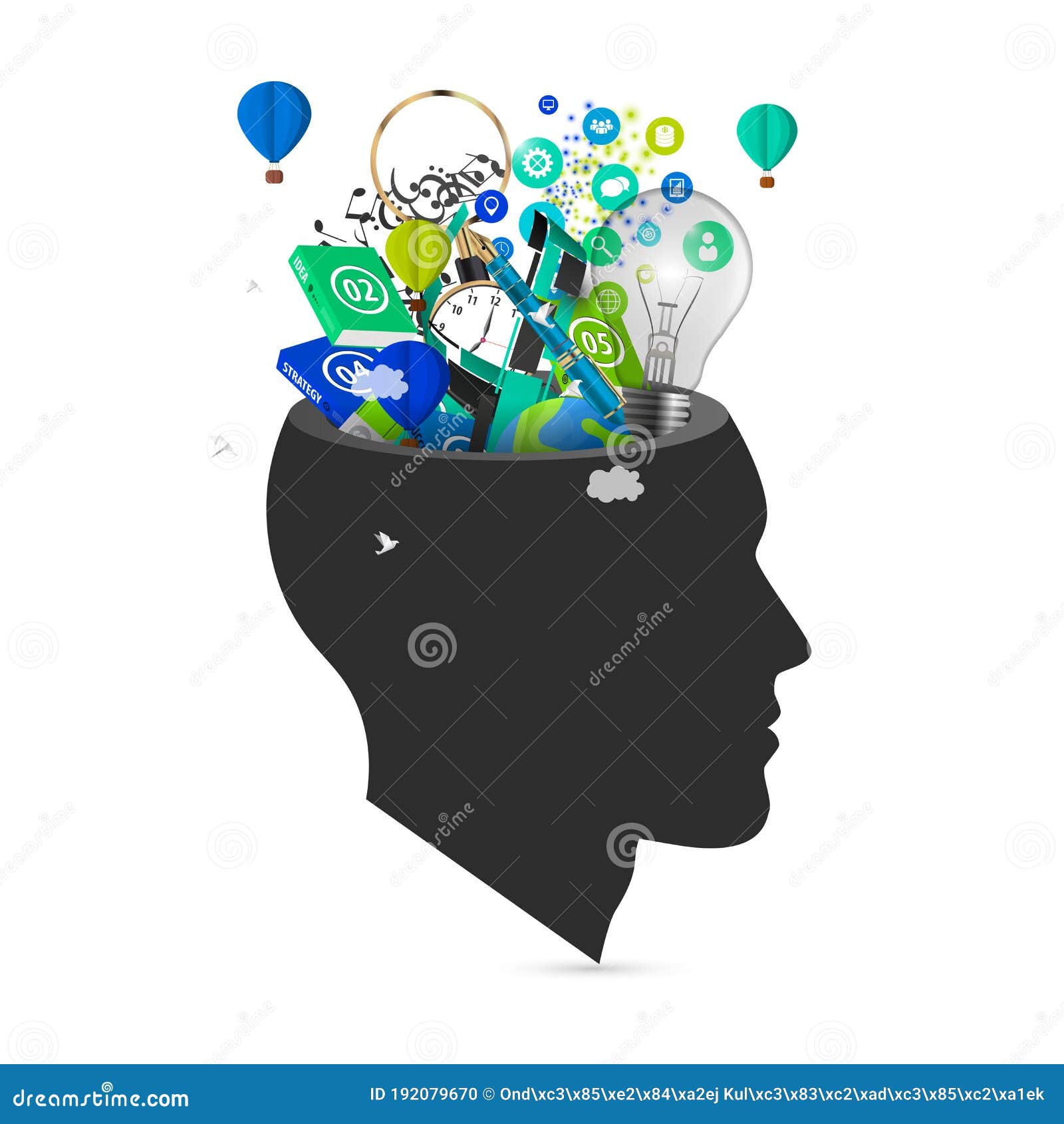 Human Brain. Creative Mind Concept. Genius Stock Vector - Illustration ...