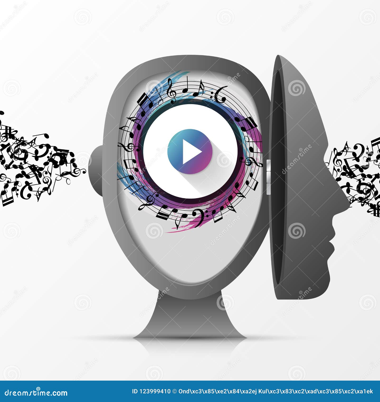 Human Brain. Creative Mind. Music Concept. Genius Stock Vector ...