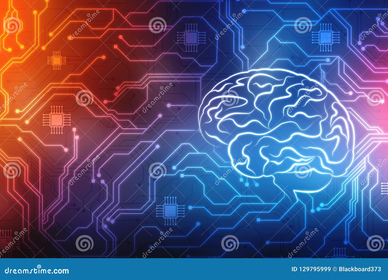 Human Brain with Circuit Board Background, Creative Brain Concept ...