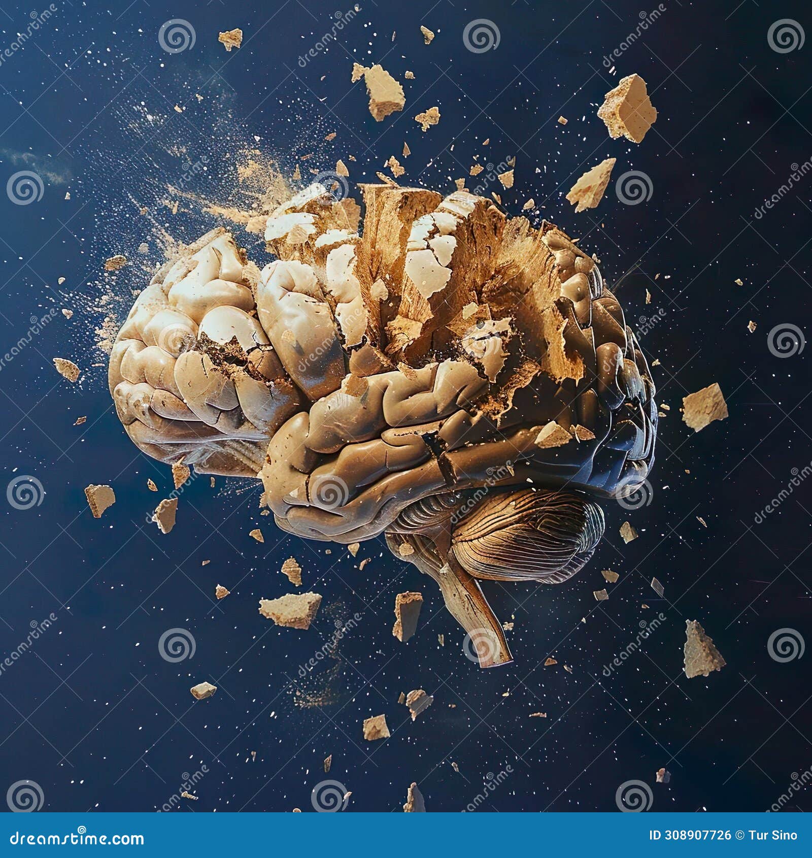 Damaged human brain stock photo. Image of healthcare - 308907726