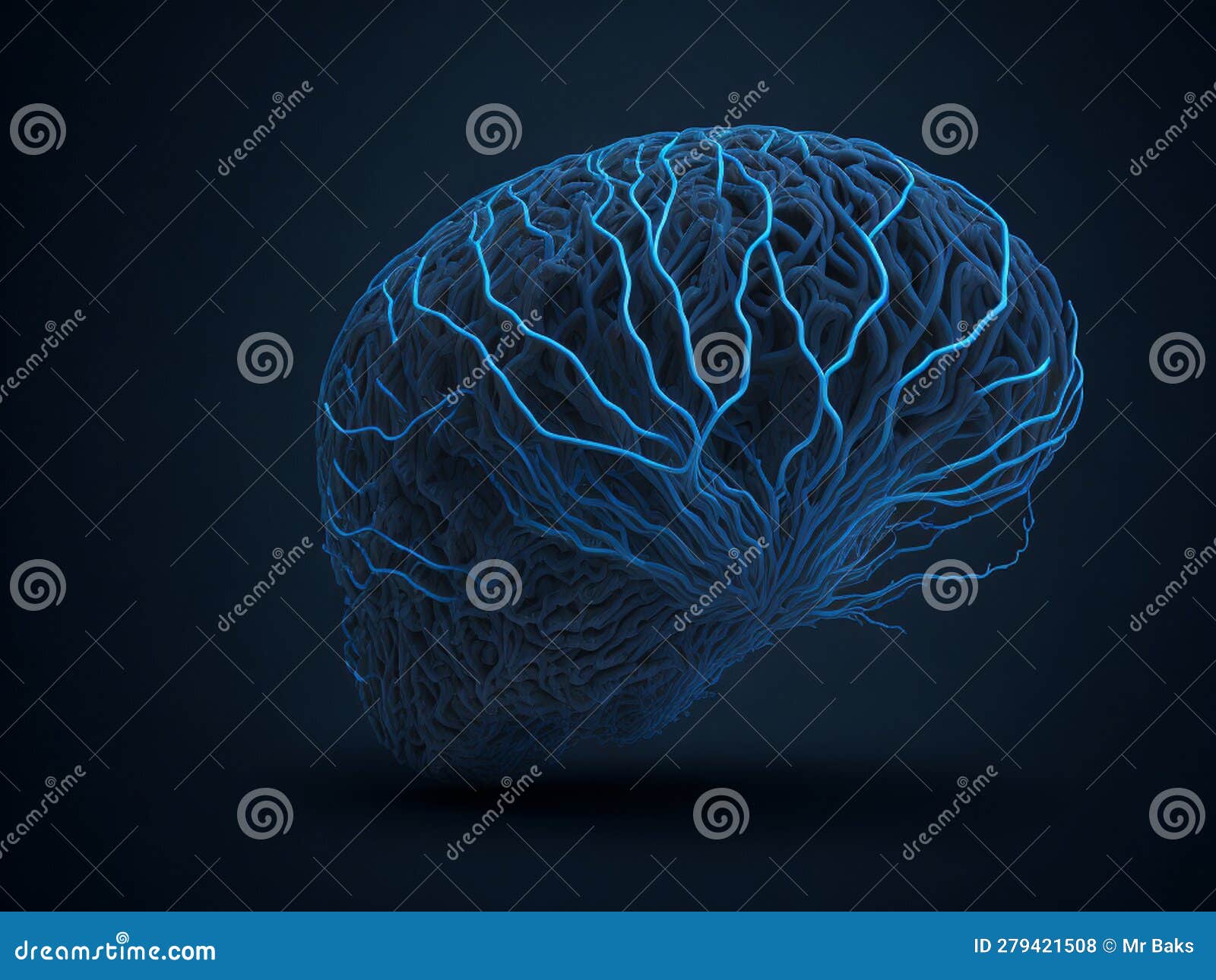 The Human Brain on a Dark Blue Background. Stock Photo - Image of ...