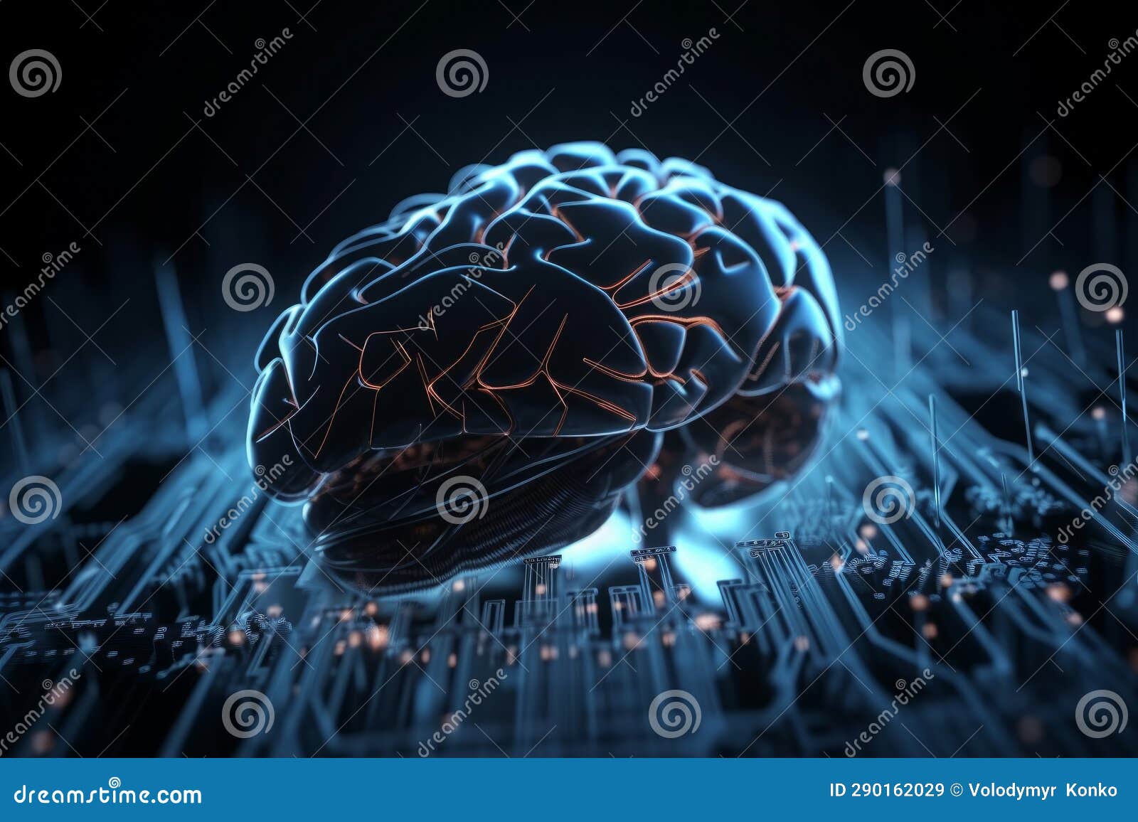 Human Brain Data Streaming Network. Generative Ai Stock Illustration ...