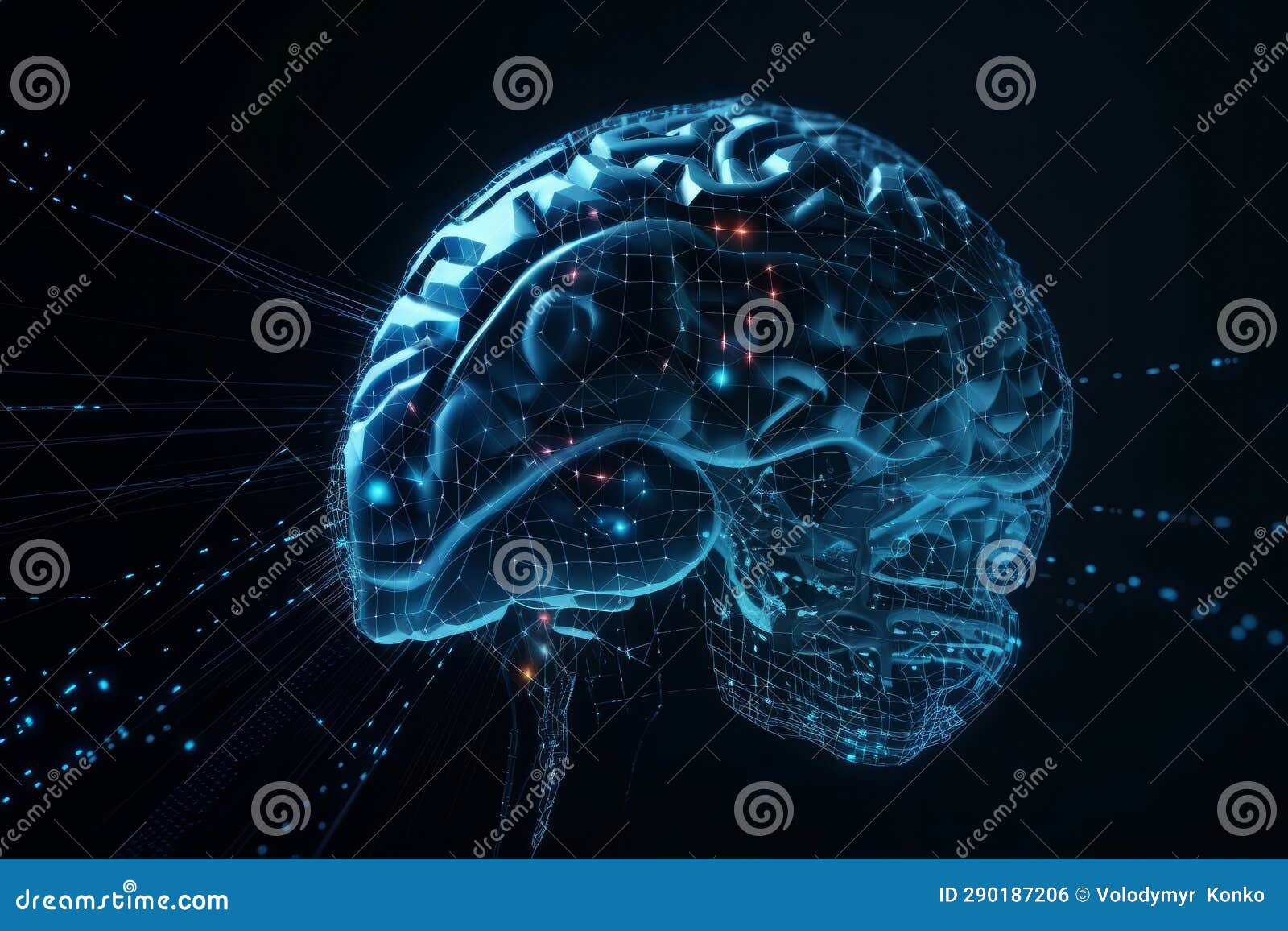 Human Brain Data Streaming Network. Generative Ai Stock Photo - Image ...
