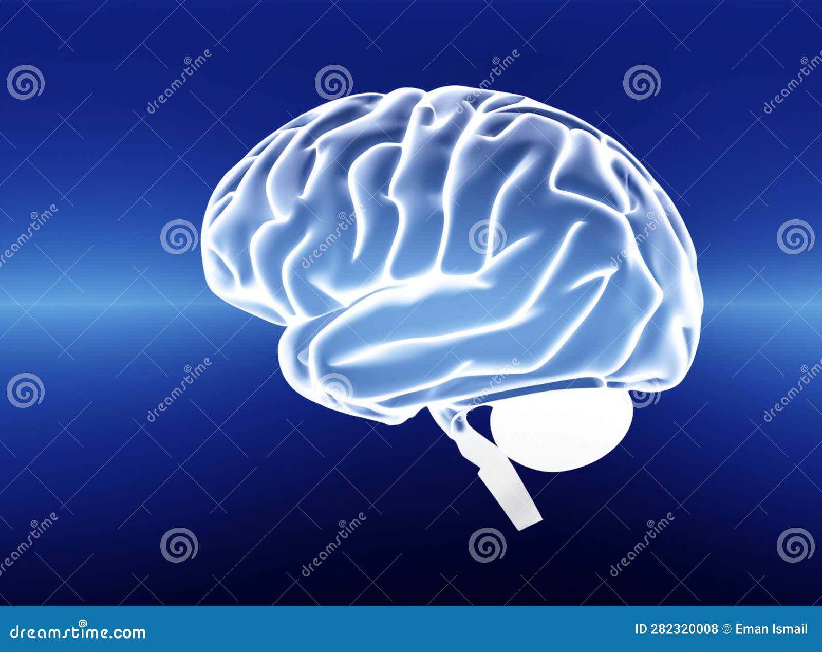 Human Brain Details on a Blue Abstract Background Stock Illustration ...