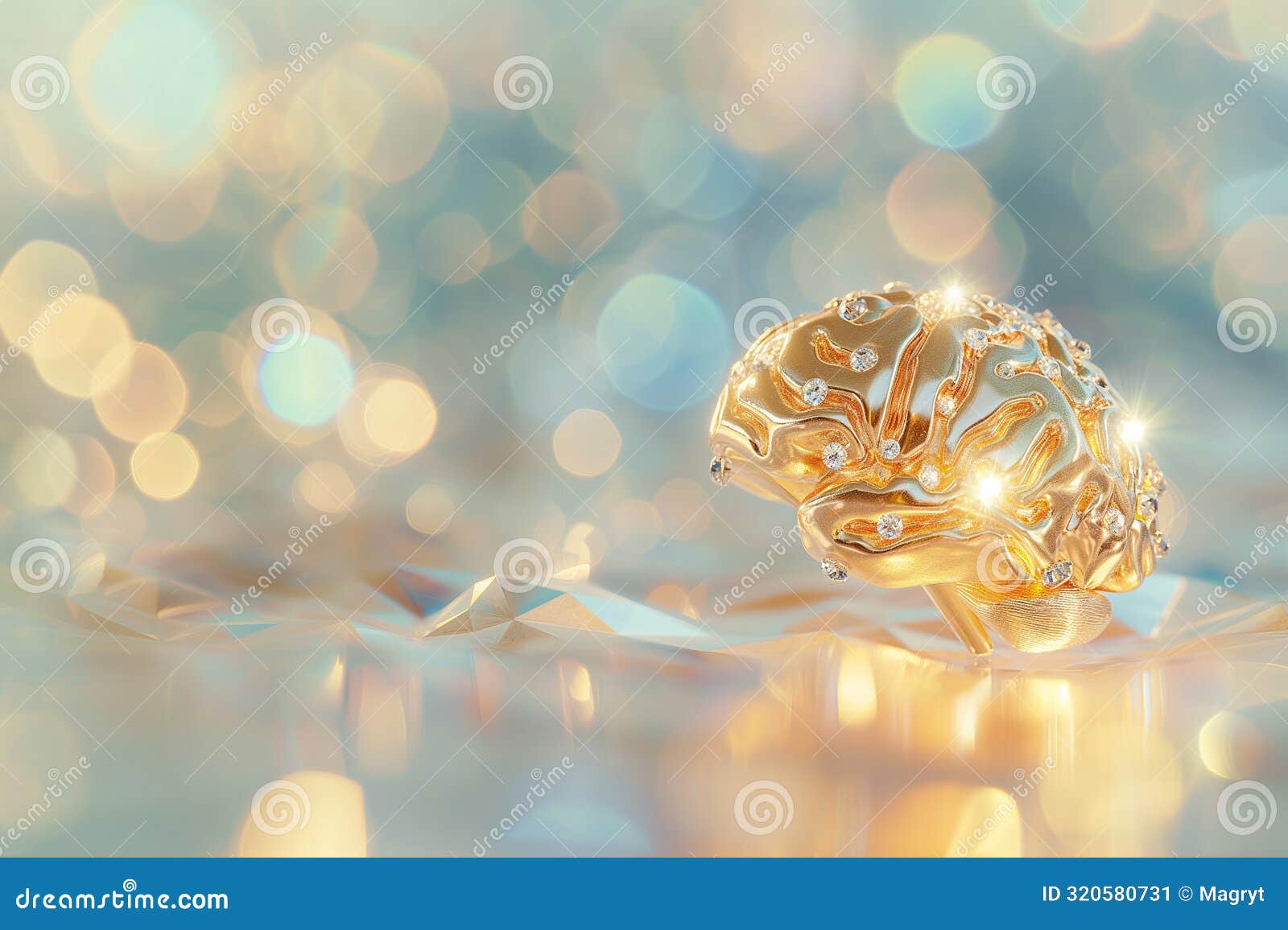 Human Brain with Diamonds. Symbol of Creative Thinking, Brilliant Mind ...