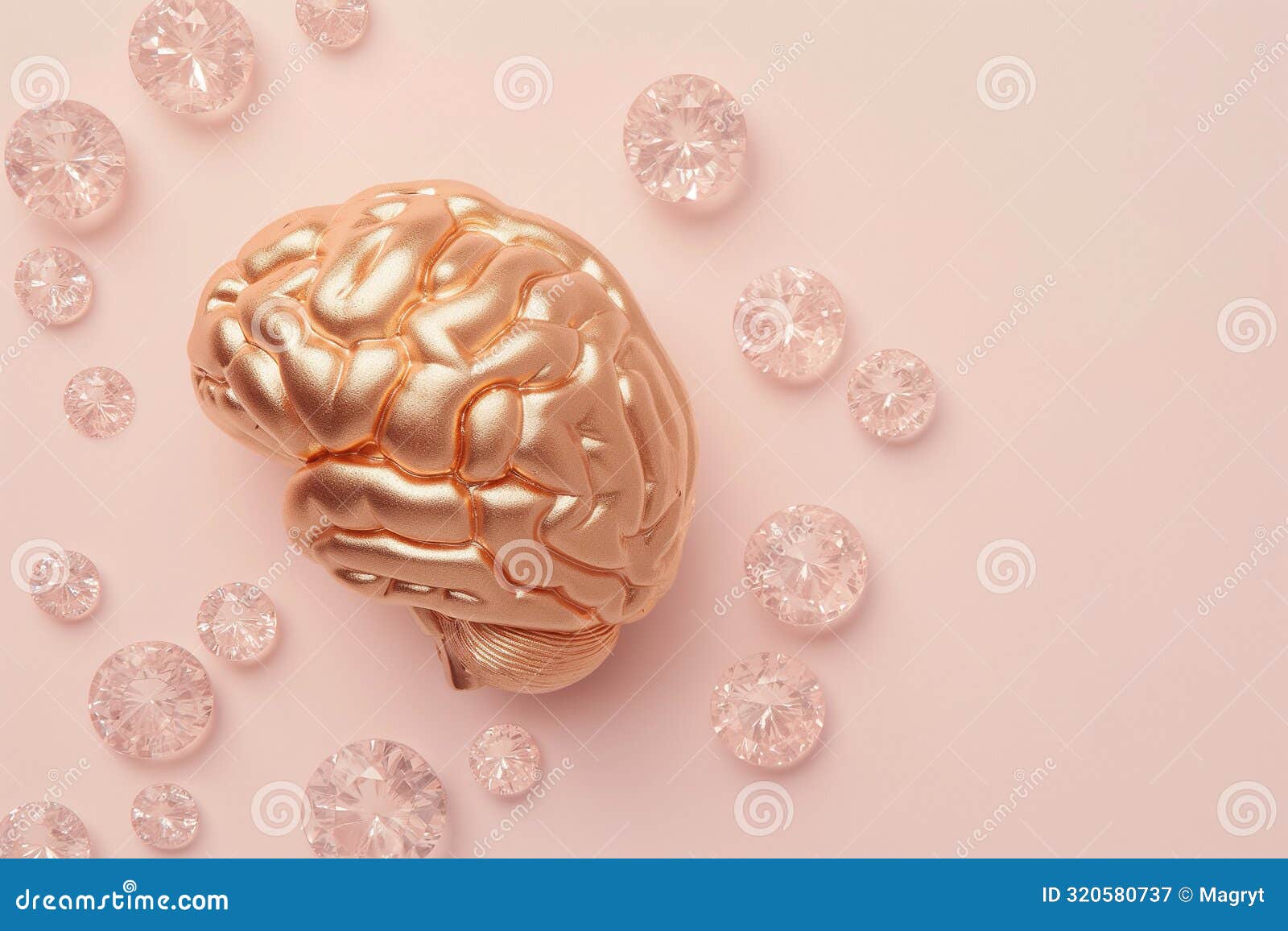 Human Brain with Diamonds. Symbol of Creative Thinking, Brilliant Mind ...