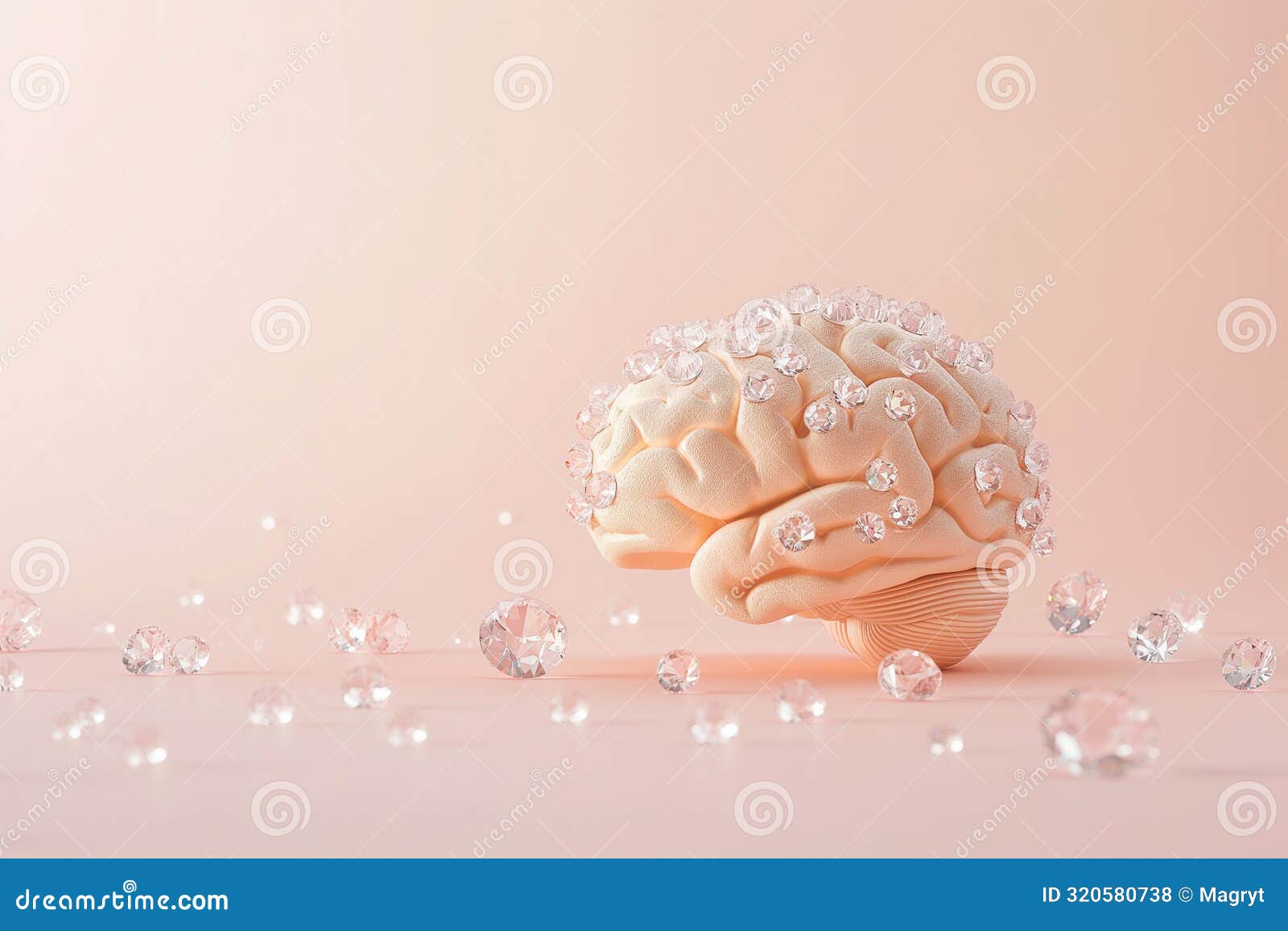 Human Brain with Diamonds. Symbol of Creative Thinking, Brilliant Mind ...