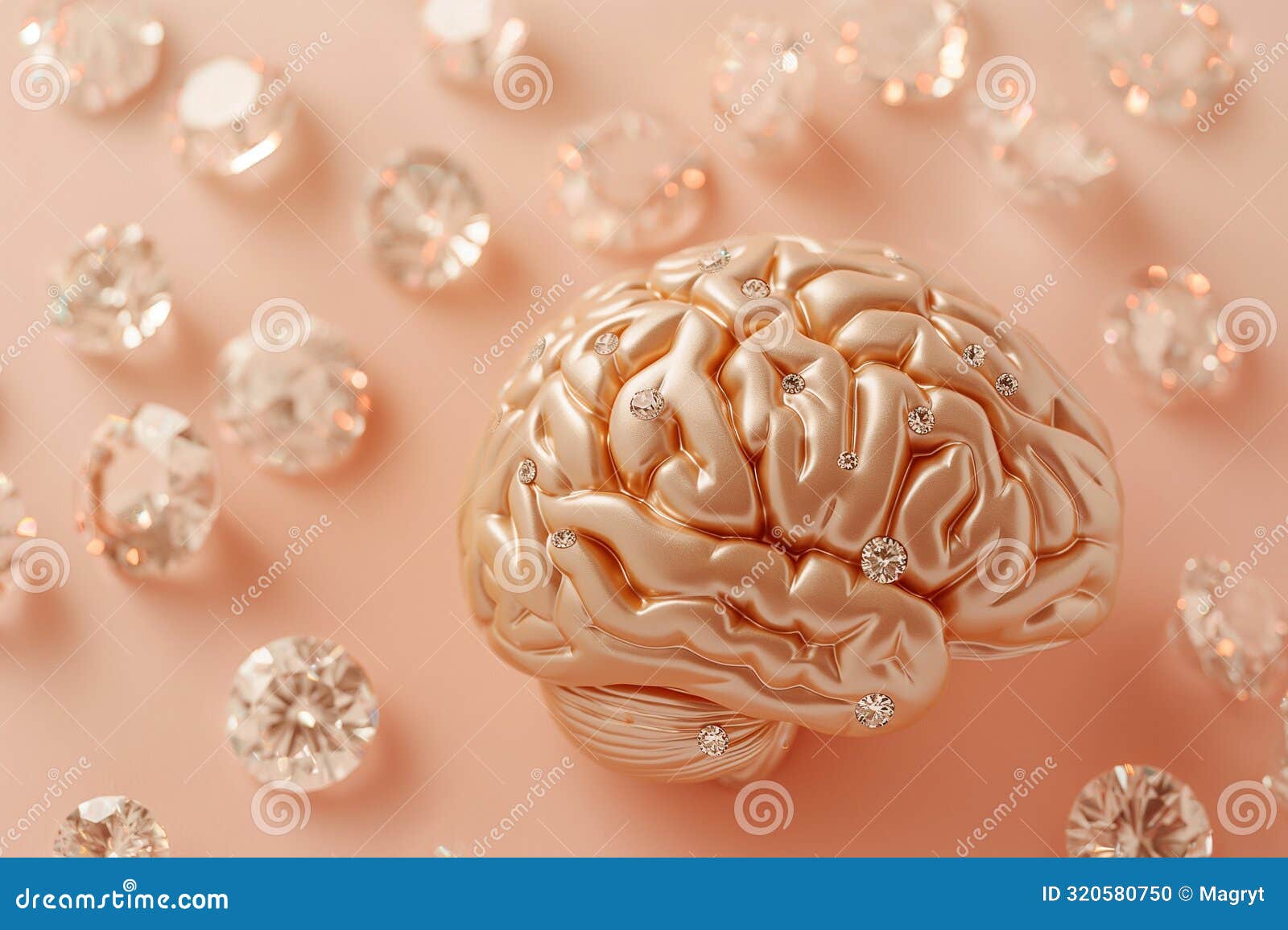 Human Brain with Diamonds. Symbol of Creative Thinking, Brilliant Mind ...