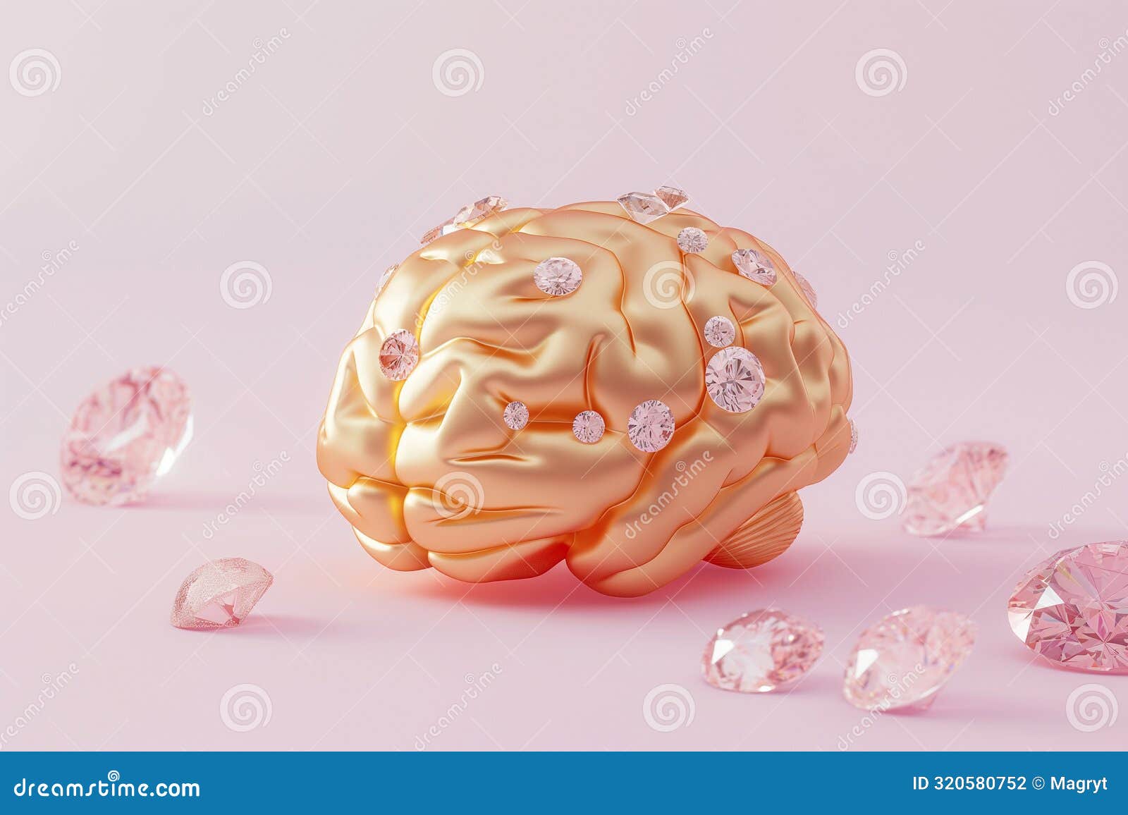 Human Brain with Diamonds. Symbol of Creative Thinking, Brilliant Mind ...