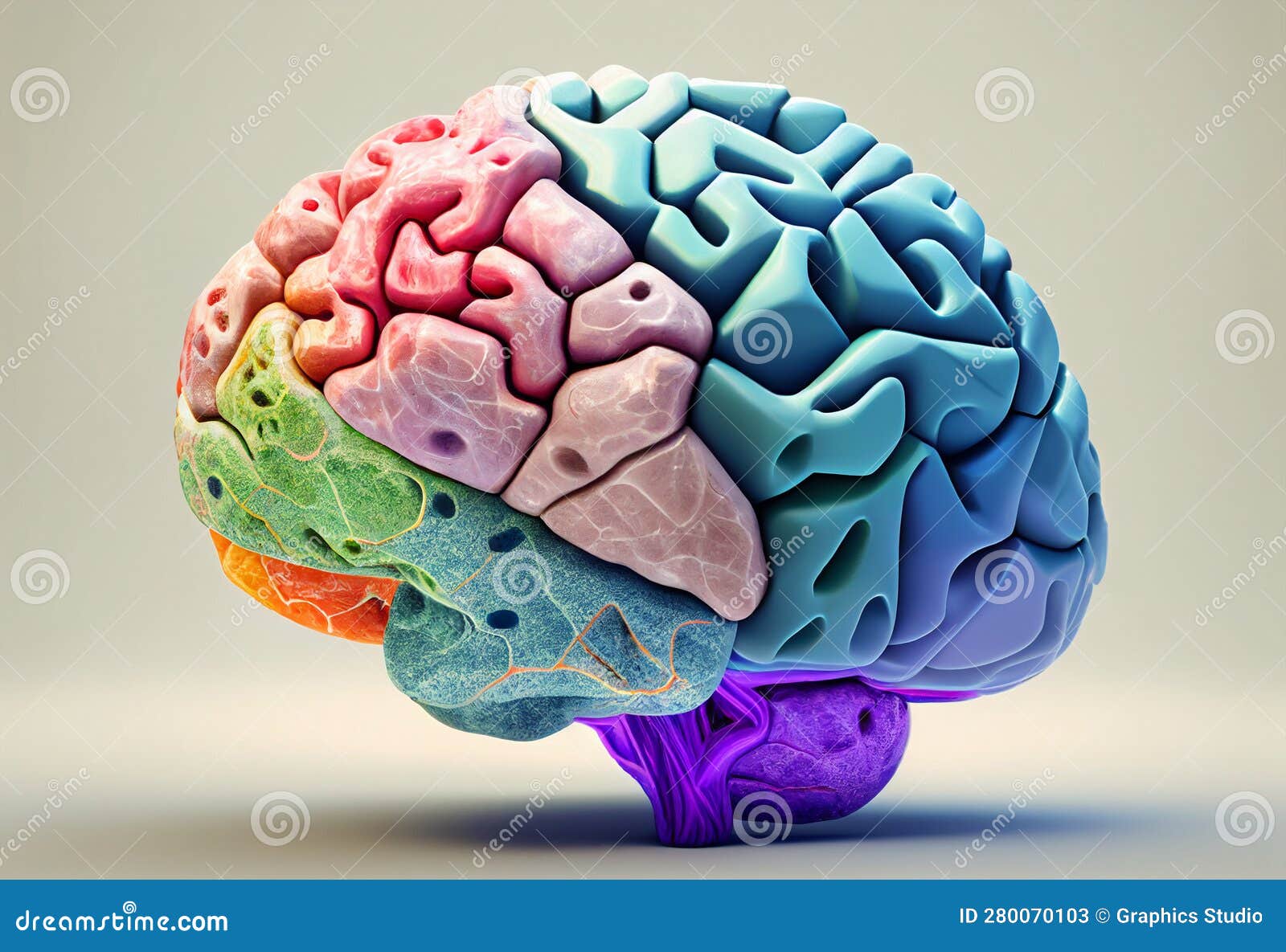 Human Brain with Different Colors and Shapes. Stone, 3d Render ...