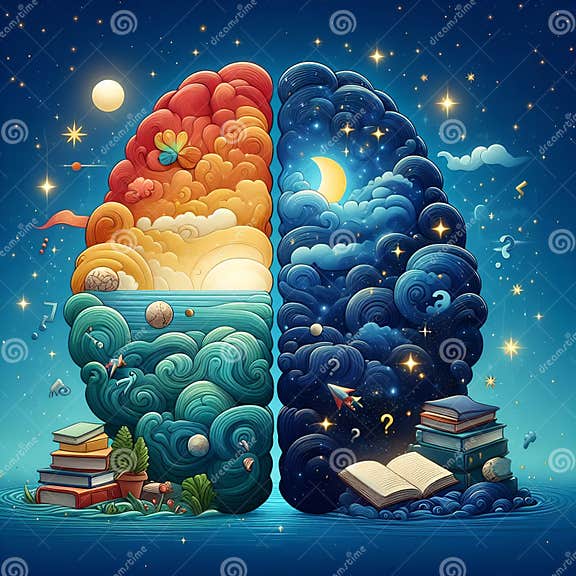 A Human Brain is Divided into Sections Stock Illustration ...