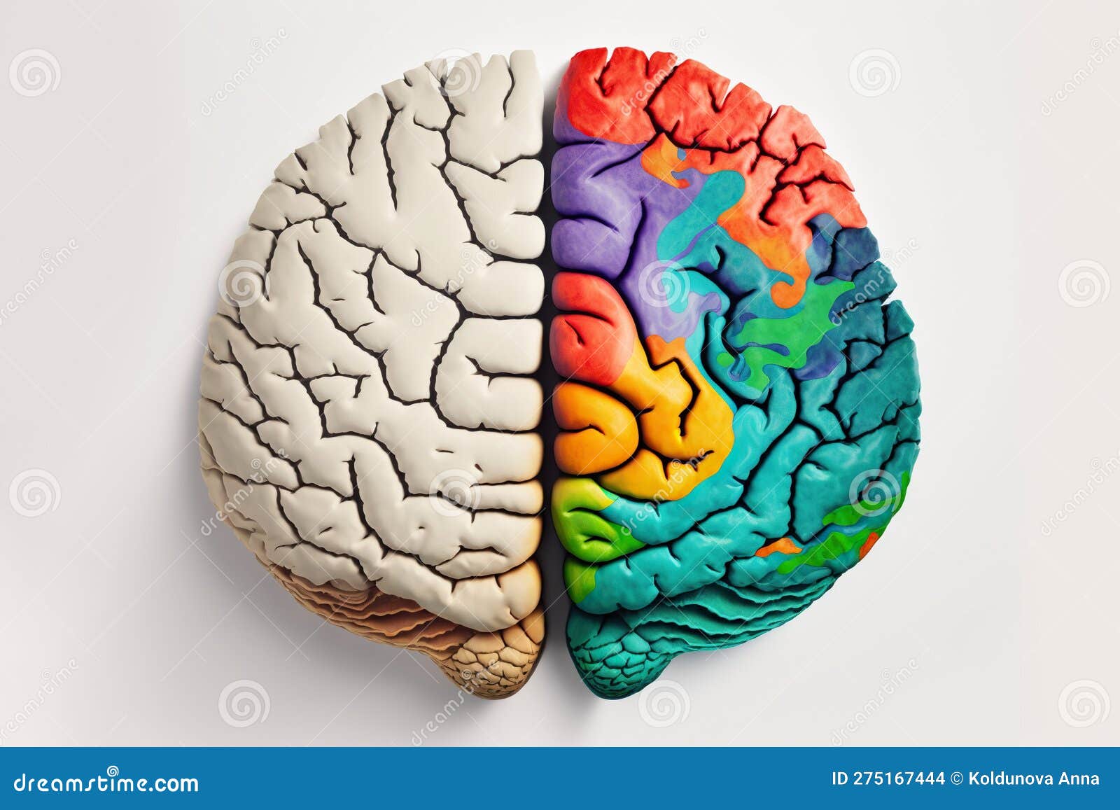 Human Brain Divided on Two Part, Created with Generative AI Technology ...