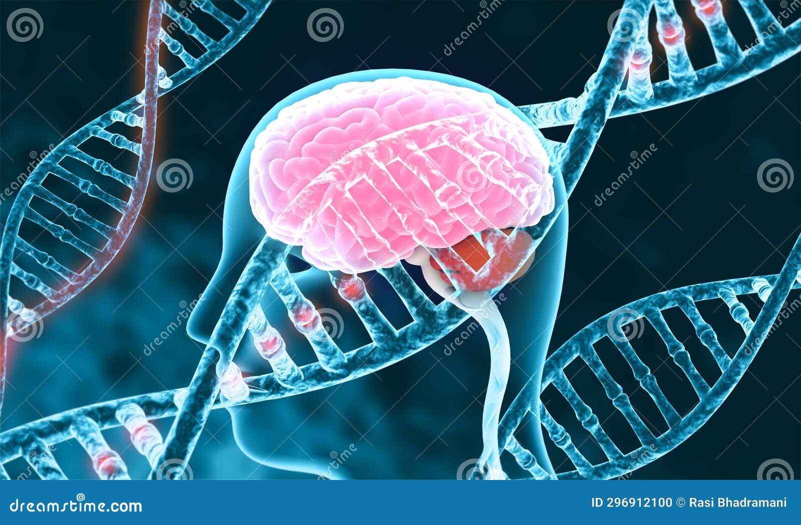 Human brain with dna stock illustration. Illustration of digital ...