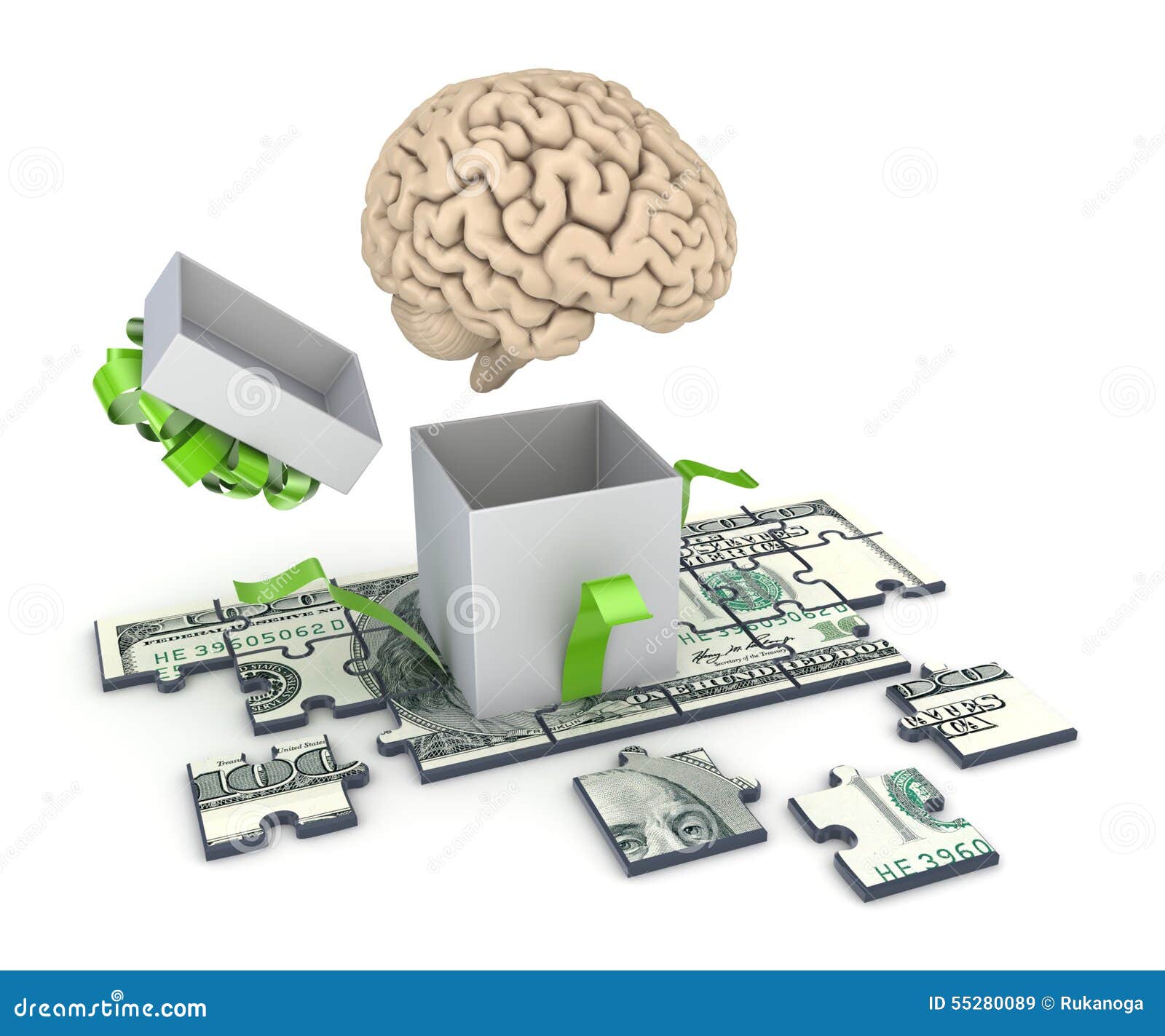 Human Brain and Dollar Banknote Stock Illustration - Illustration of ...