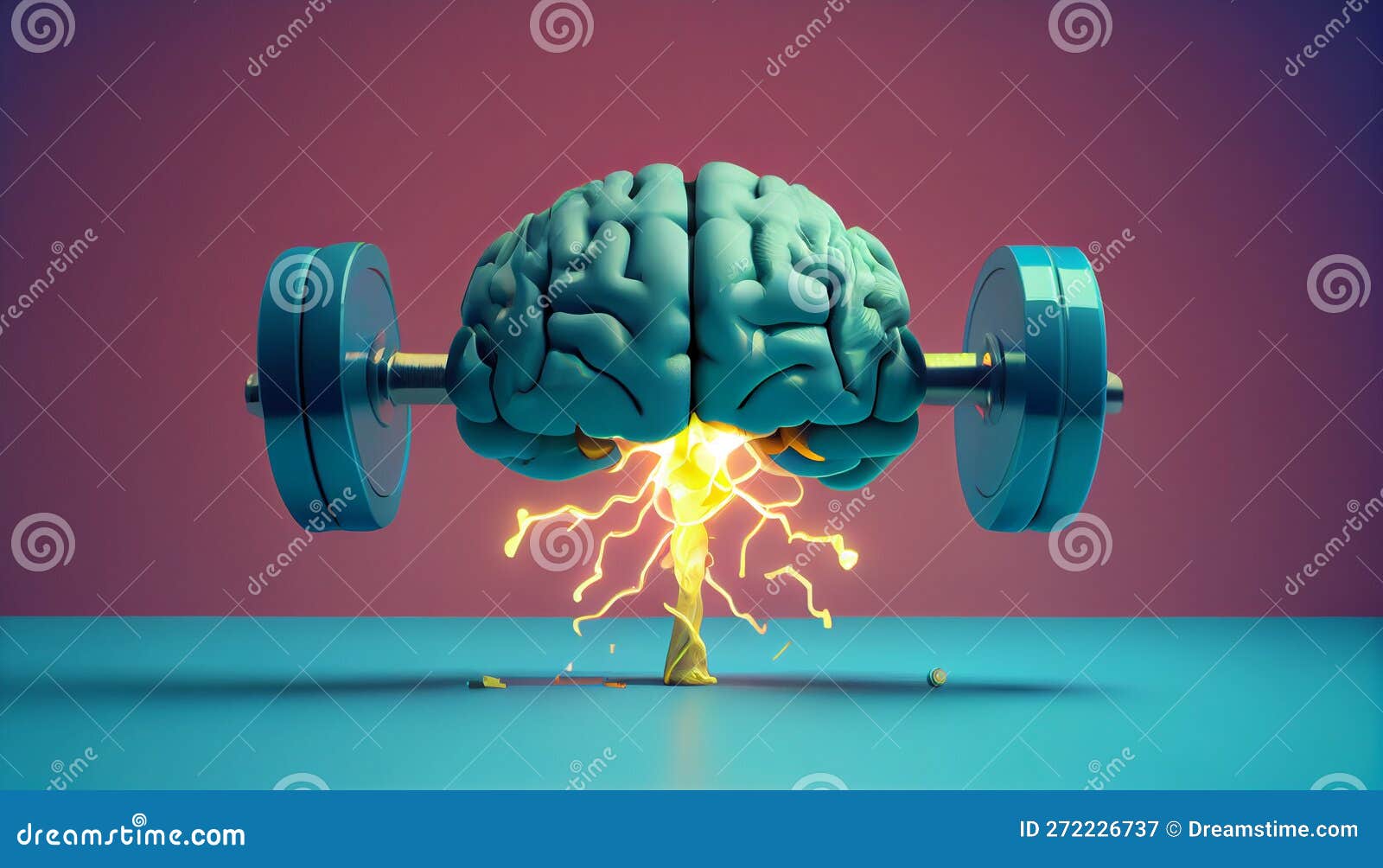 Human Brain with Dumbbells. Generative Ai Stock Illustration ...