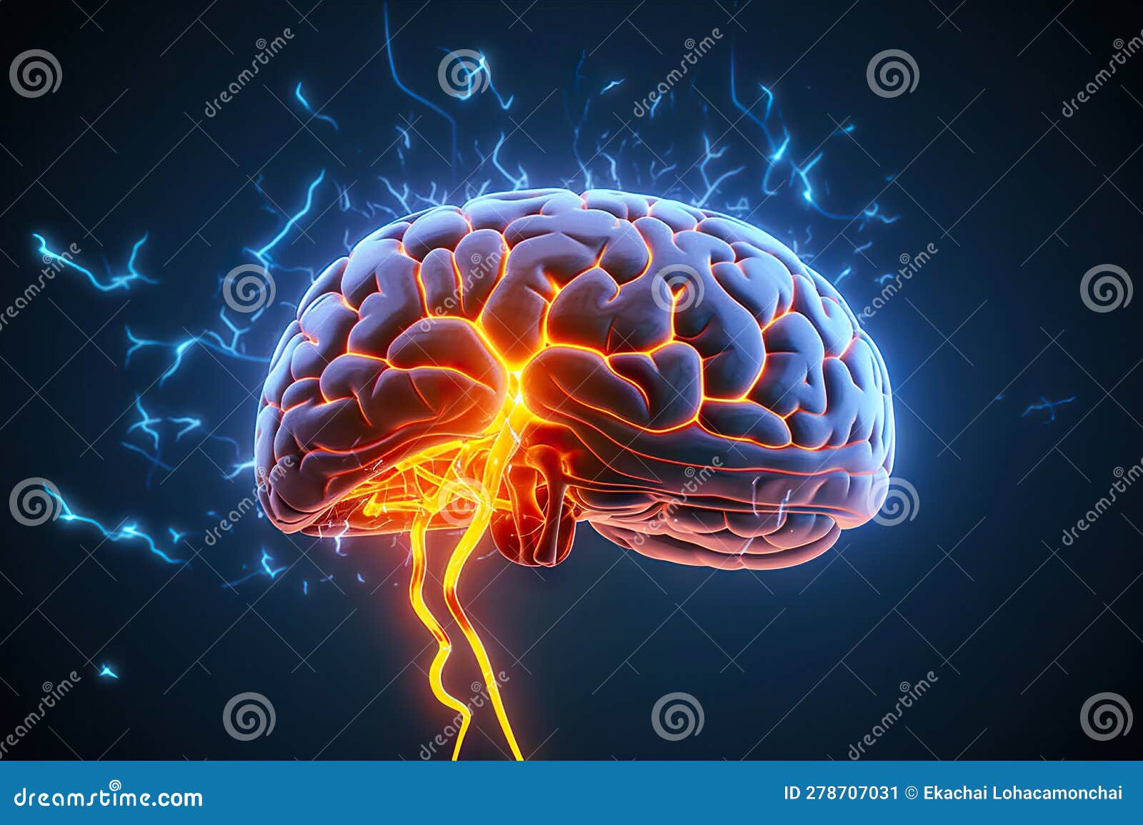 Human Brain with Electric Connections, Embodiment of Smart Ideas ...