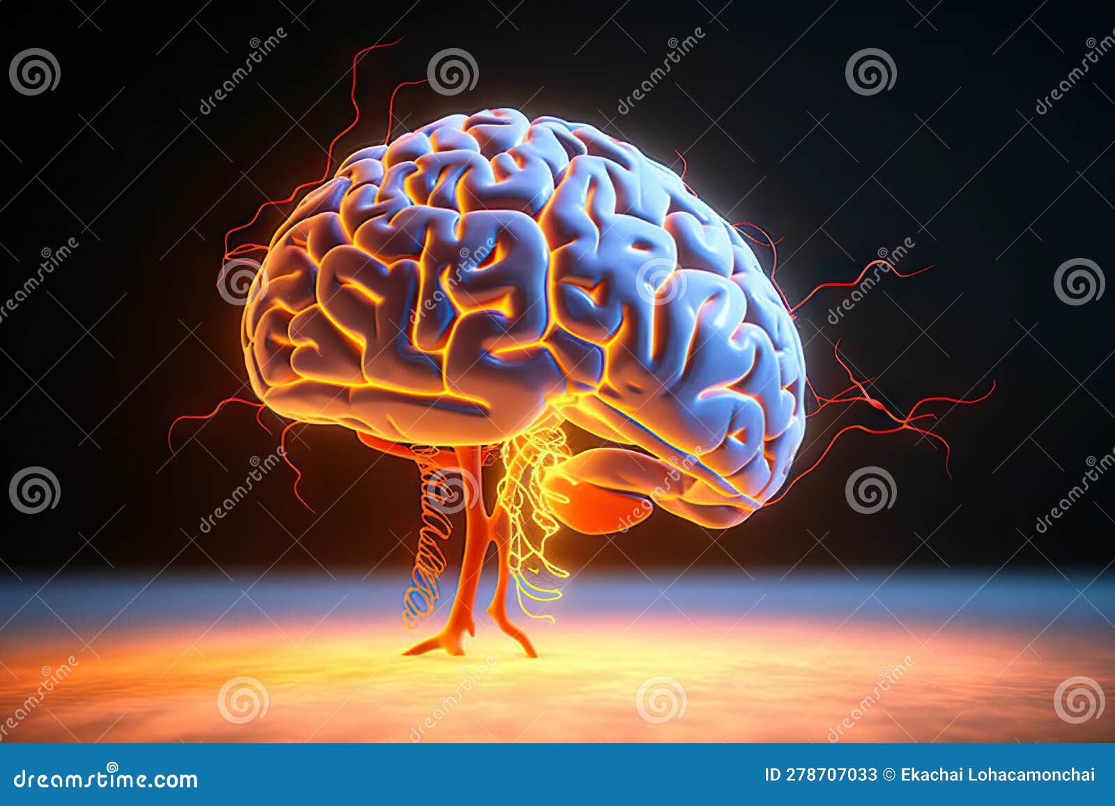 Human Brain with Electric Connections, Embodiment of Smart Ideas ...