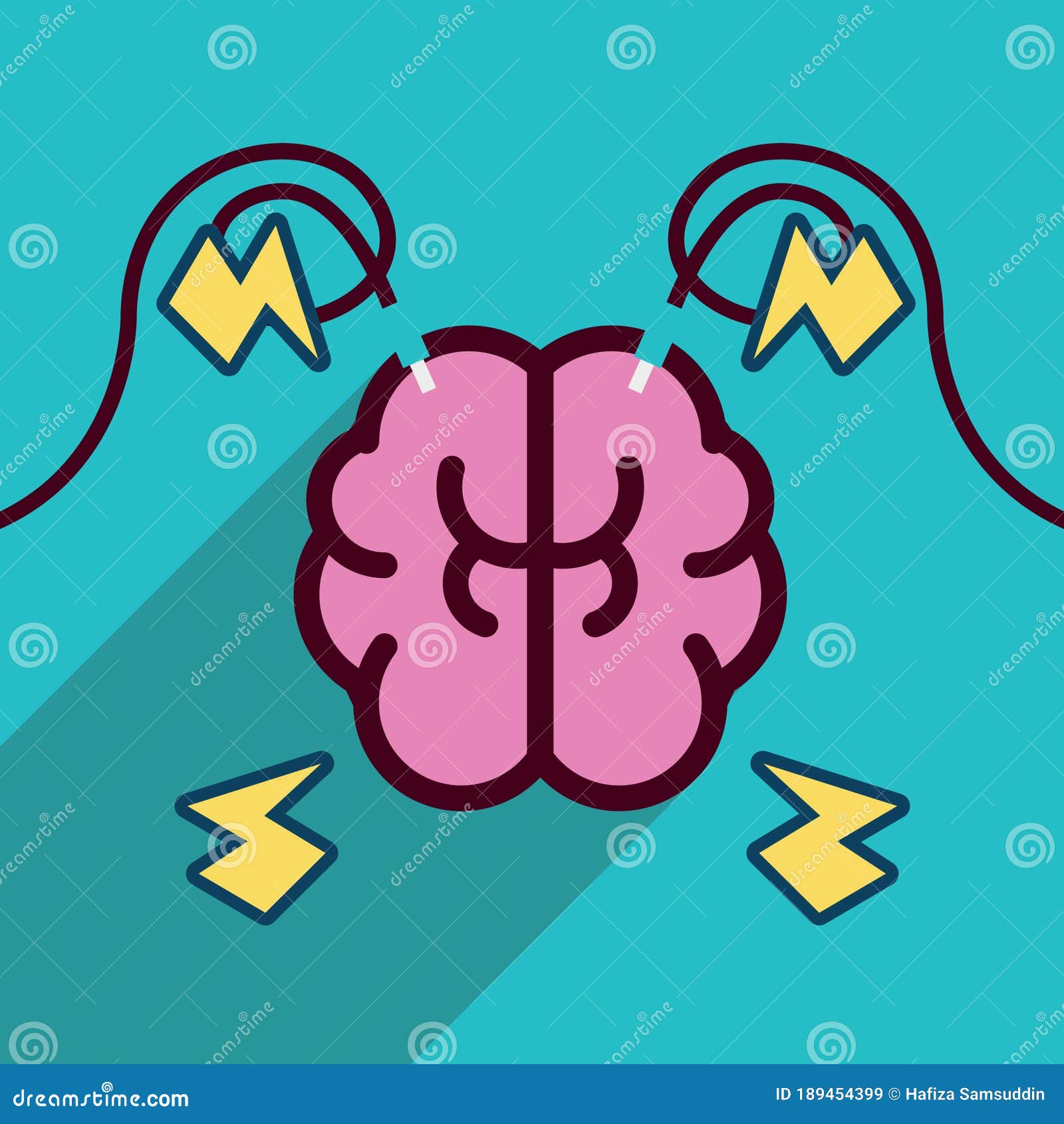 Human Brain with Electric Wires. Vector Illustration Decorative Design ...
