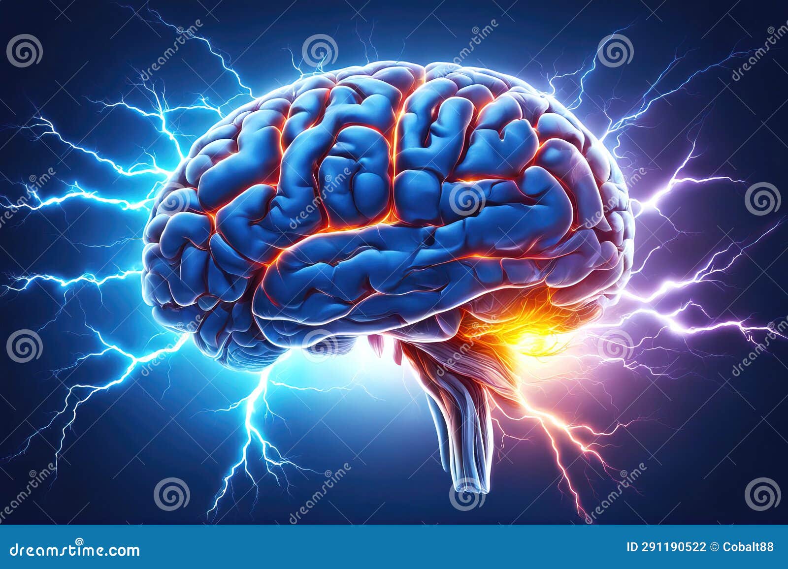 Electrical Activity Of Neurons Inside A Human Brain Royalty-Free ...