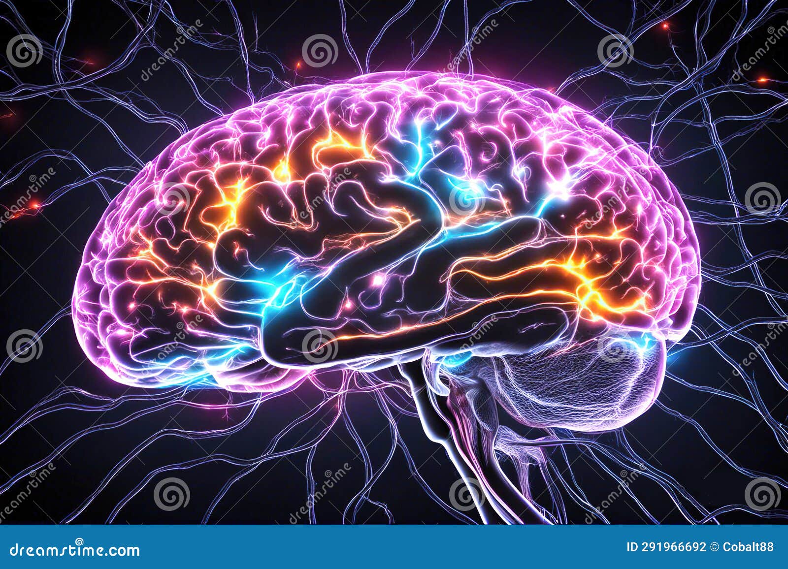 Electrical Activity Of Neurons Inside A Human Brain Royalty-Free ...