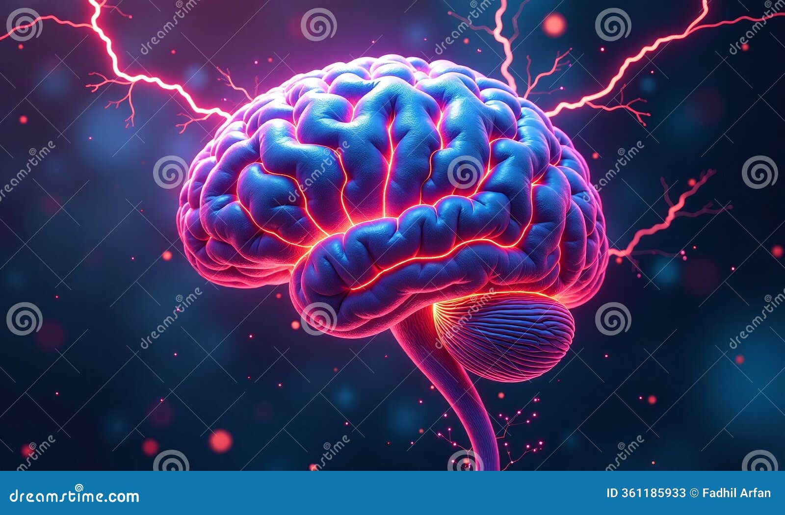AI Brain With Electrical Impulses Conceptual Design For Technology And ...
