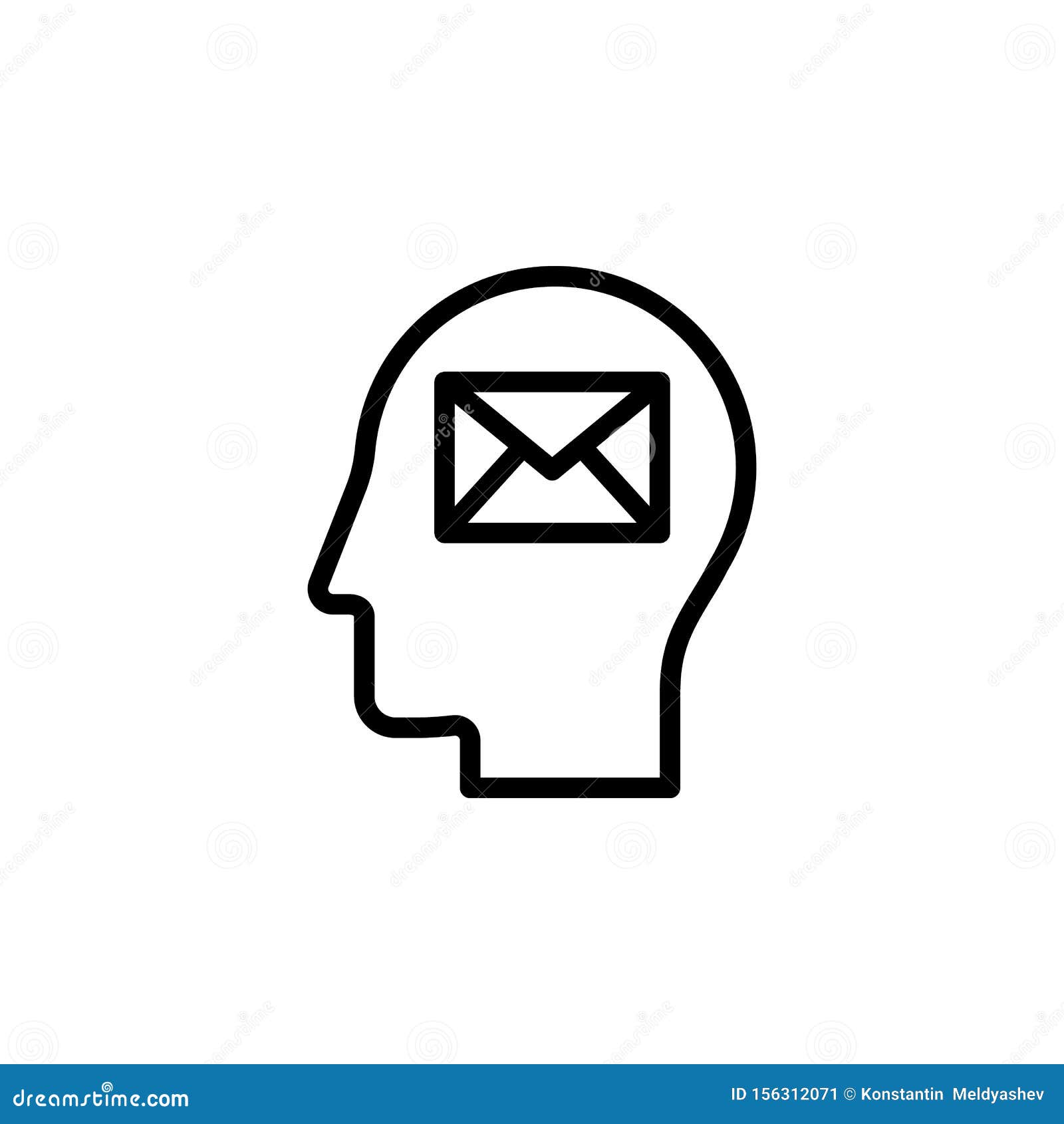 Human, Brain, Email Icon. Simple Thin Line, Outline Vector of Mind ...