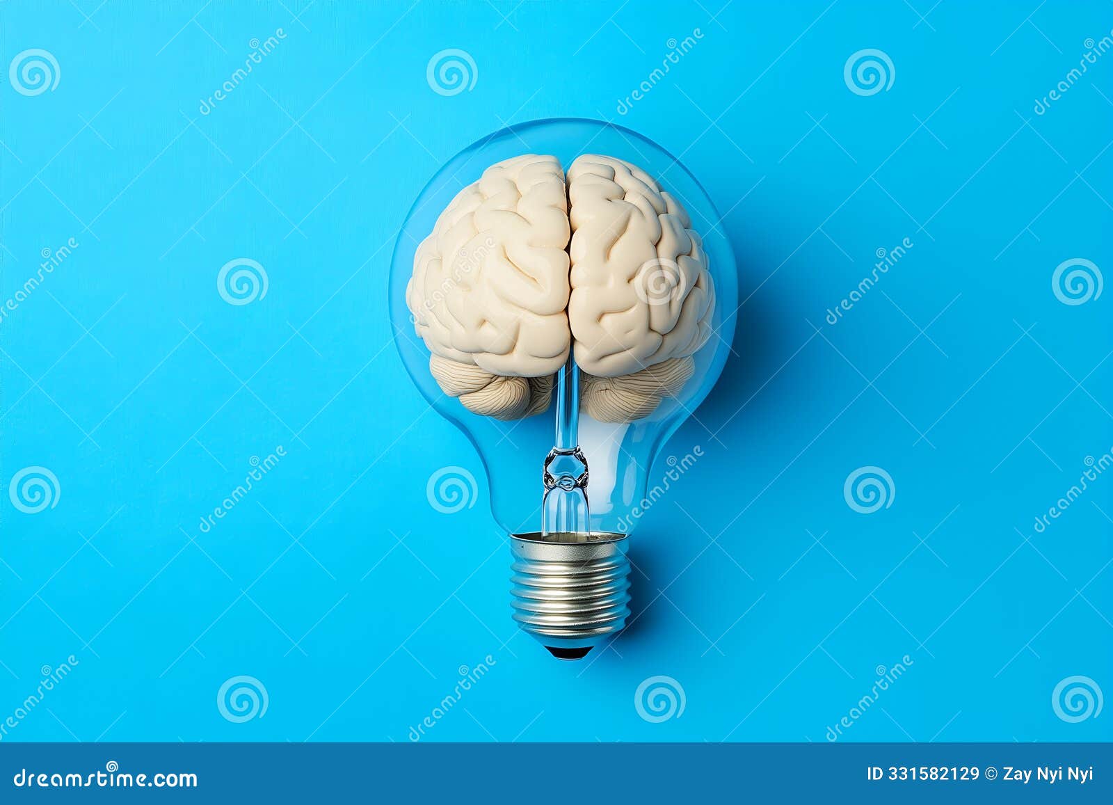 A Human Brain Encased within a Lightbulb, Symbolizing Ideas, Intellect ...