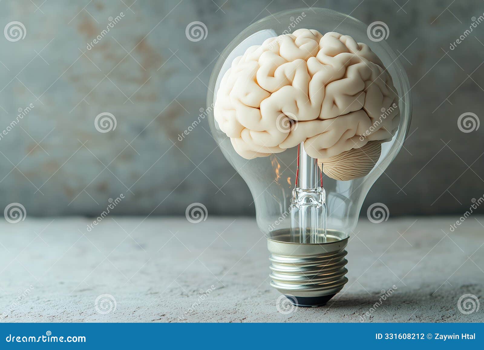 A Human Brain Encased within a Lightbulb, Symbolizing Ideas, Intellect ...