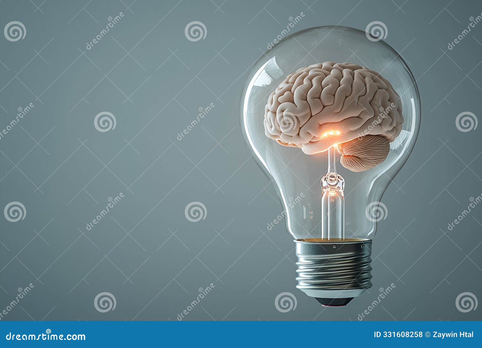 A Human Brain Encased within a Lightbulb, Symbolizing Ideas, Intellect ...