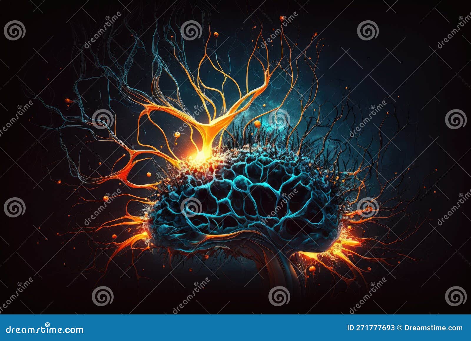 The Human Brain Explodes with Colored Active Neuron Endings, Future ...