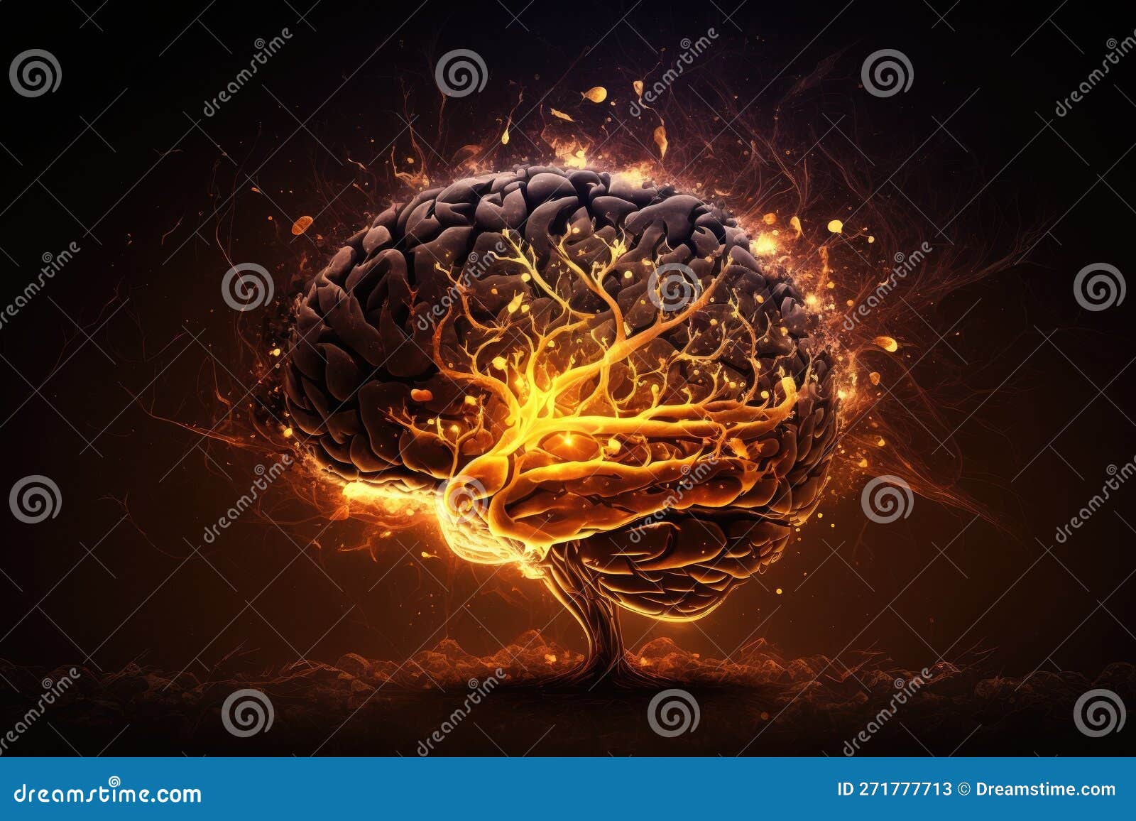 The Human Brain Explodes With Colored Active Neuron Endings, Future ...