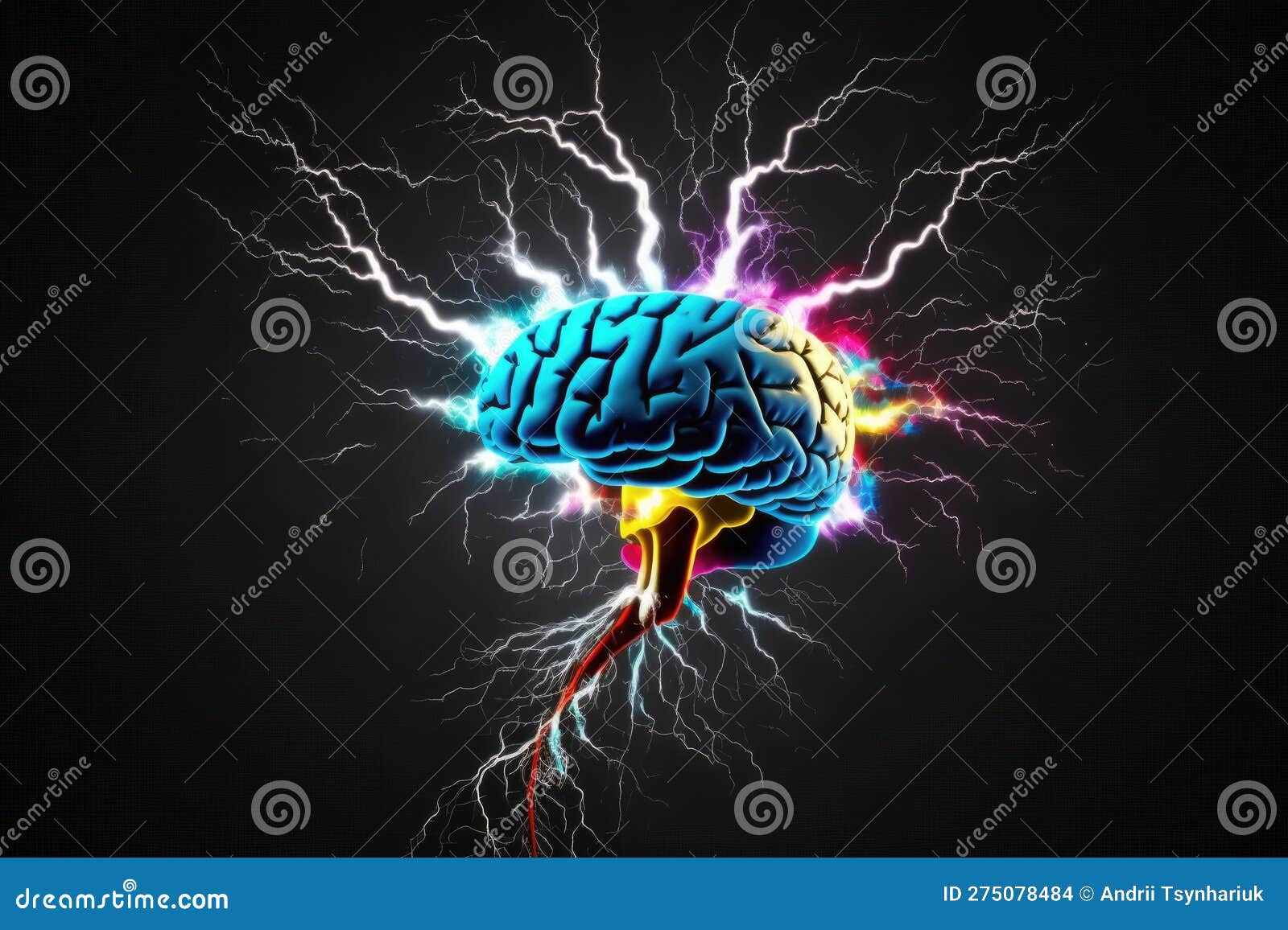 The Human Brain Explodes with Colored Active Neuron Endings, Future ...
