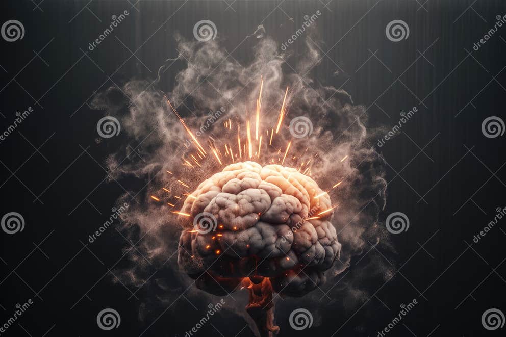Human Brain Explodes with Ideas Concept Think Differently Creative ...