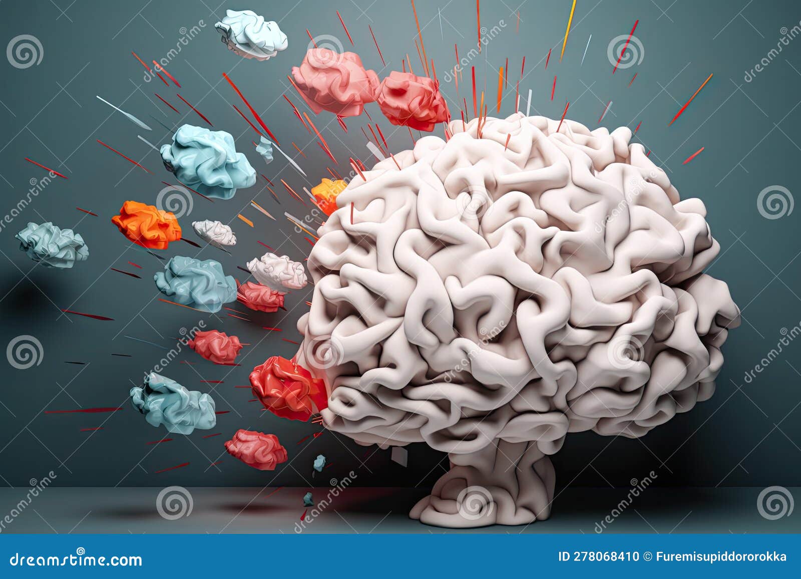 Human Brain Explodes with Ideas Concept Think Differently Creative ...