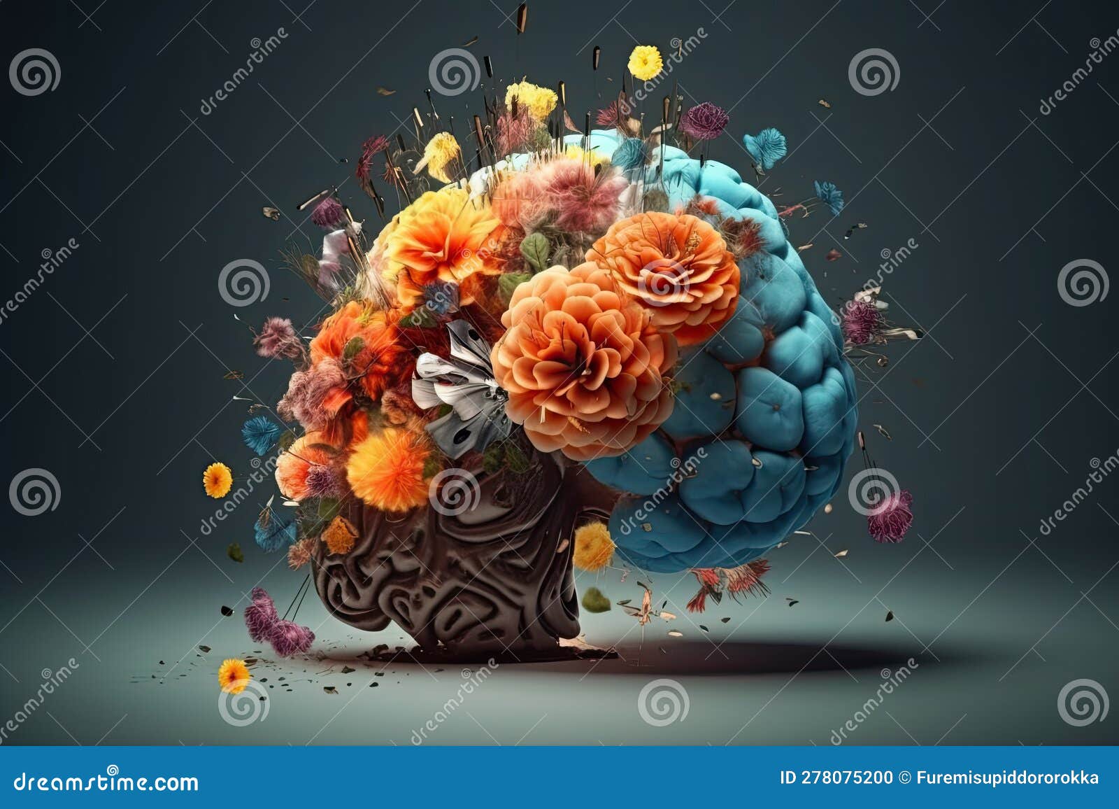Human Brain Explodes with Ideas Concept Think Differently Creative ...