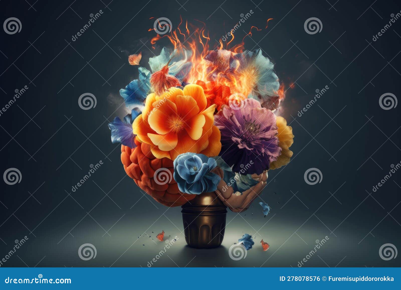 Human Brain Explodes with Ideas Concept Think Differently Creative ...