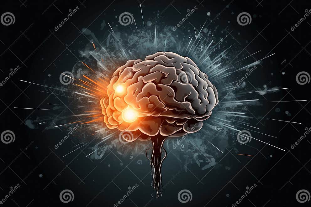 Human Brain Explodes with Ideas Concept Think Differently Creative Stock Illustration ...