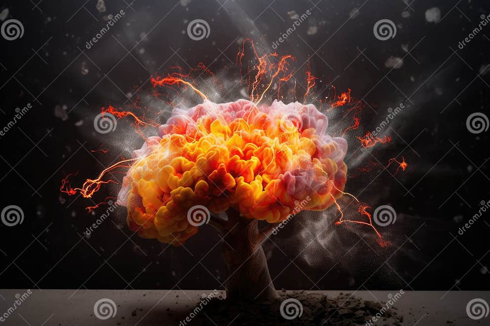 Human Brain Explodes with Ideas Concept Think Differently Creative ...