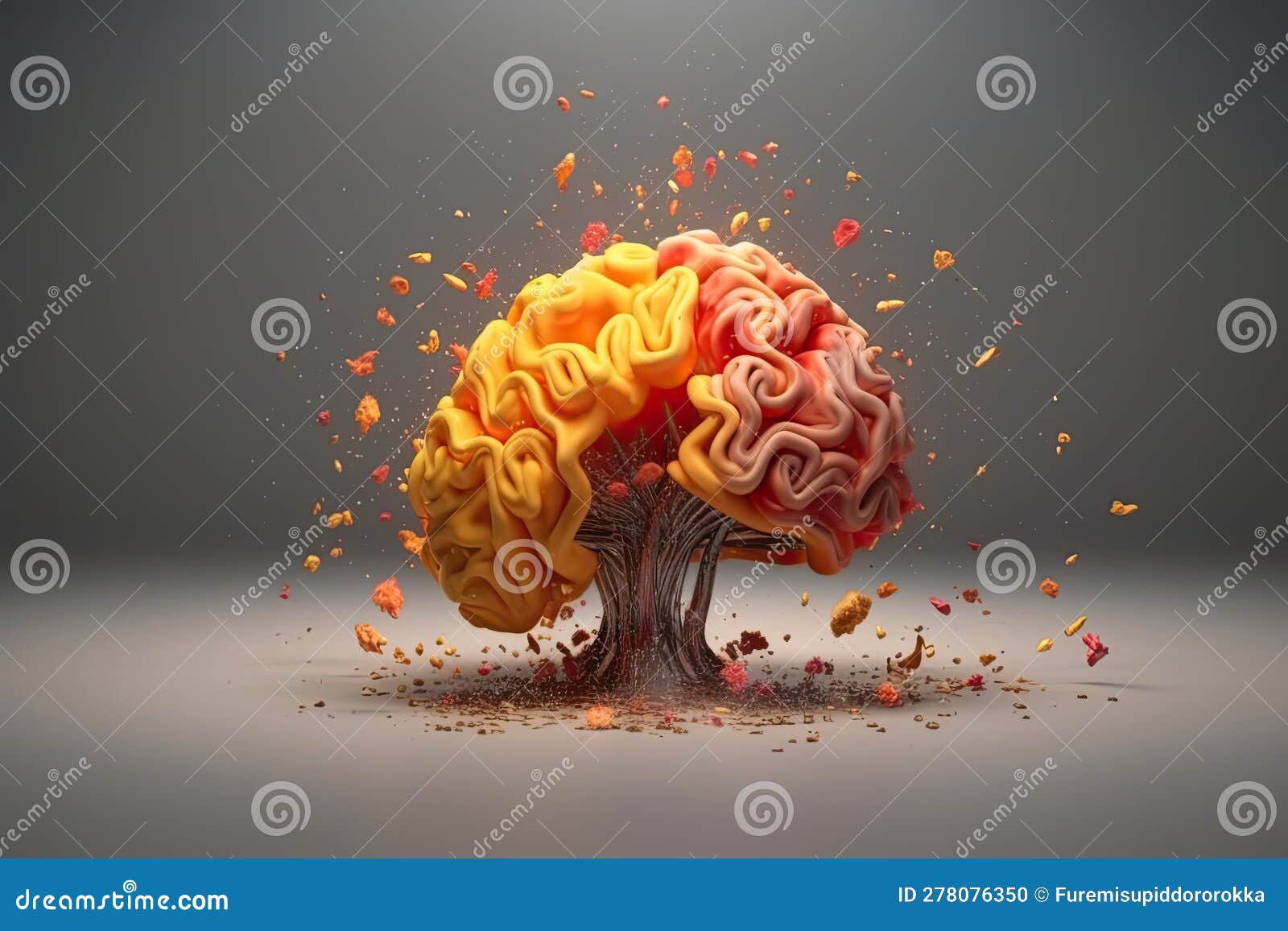 Human Brain Explodes with Ideas Concept Think Differently Creative Stock Illustration ...