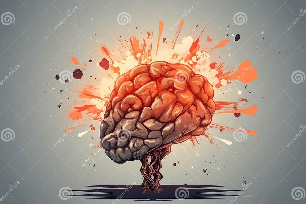 Human Brain Explodes with Ideas Concept Think Differently Creative Stock Illustration ...