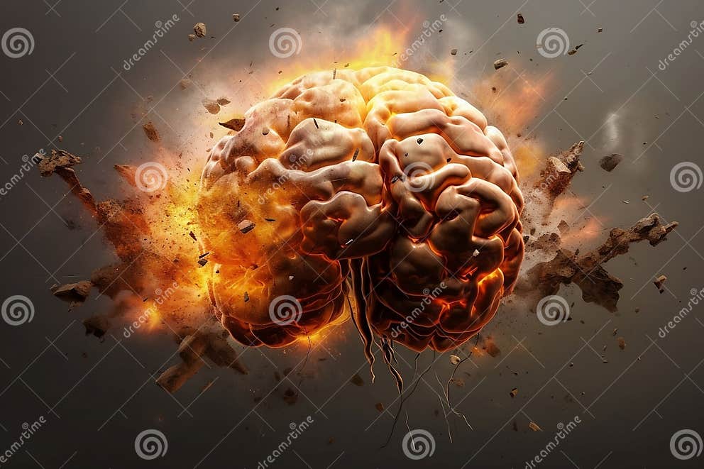 A Human Brain Explodes for Too Much Stress, Work, Overthinking ...