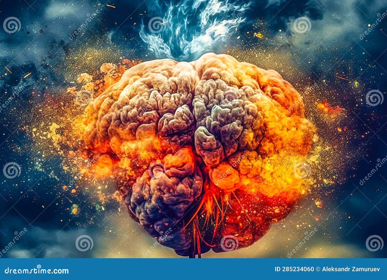 Human Brain Exploding Concept Stock Illustration - Illustration of ... Human Brain Exploding Concept Stock Illustration - Illustration of ...