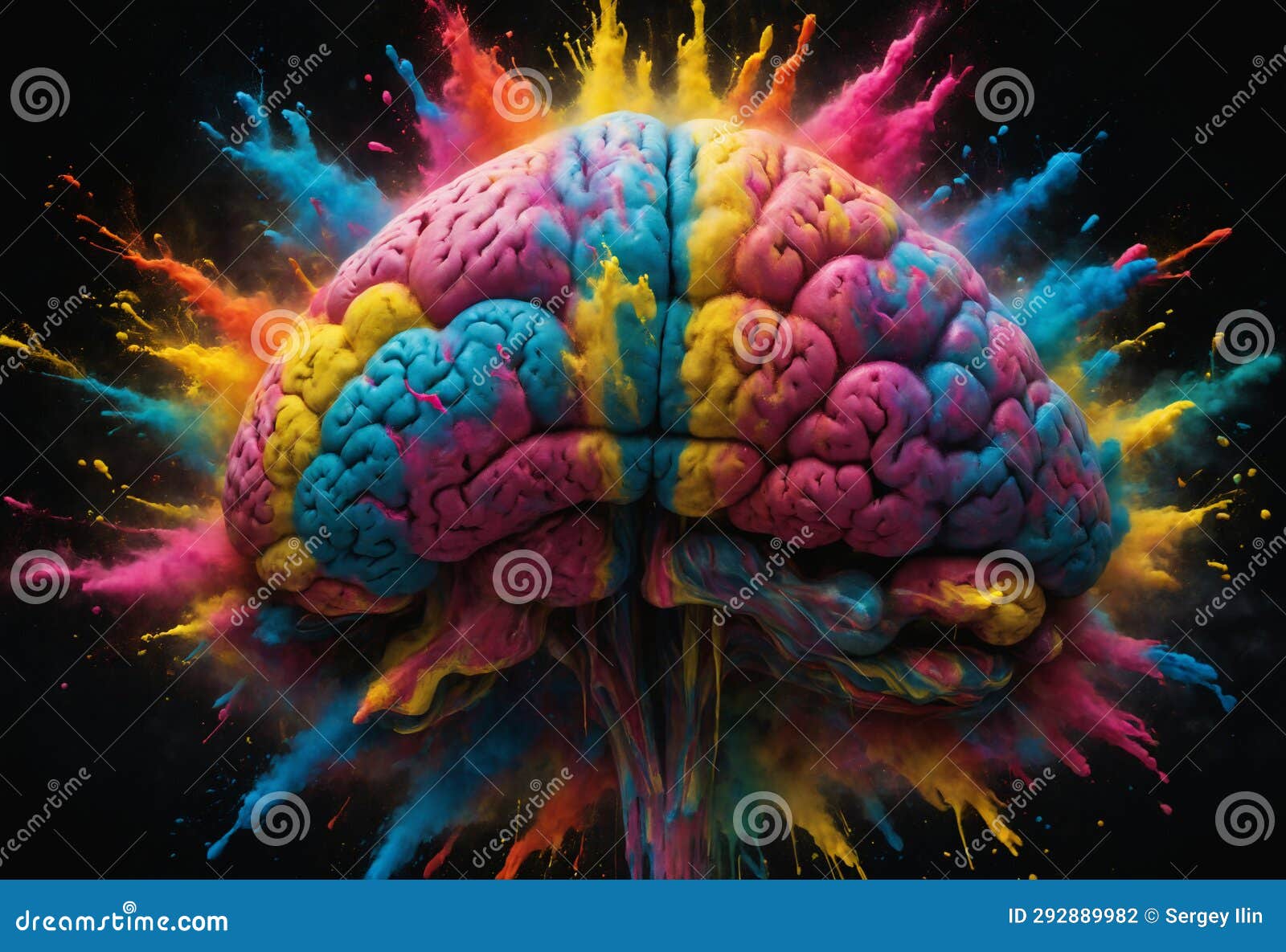 Human Brain Exploding with Knowledge. Generative AI Stock Illustration - Illustration of think ...