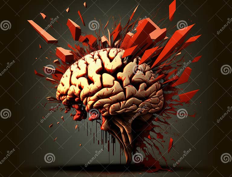 Human Brain Exploding on a Solid Background. Mind Blown Concept Stock ...