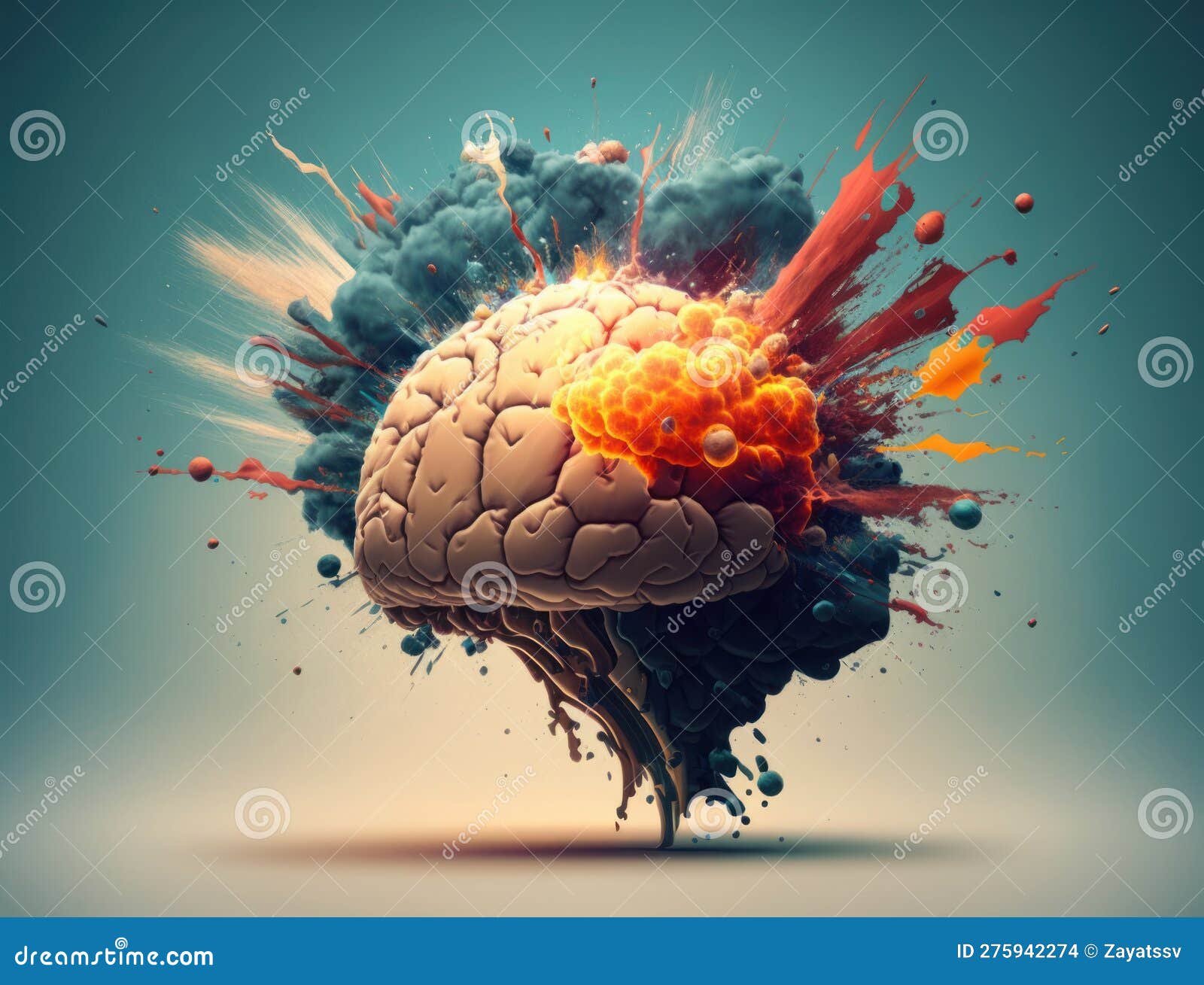 Human Brain Exploding on a Solid Background. Mind Blown Concept Stock ...