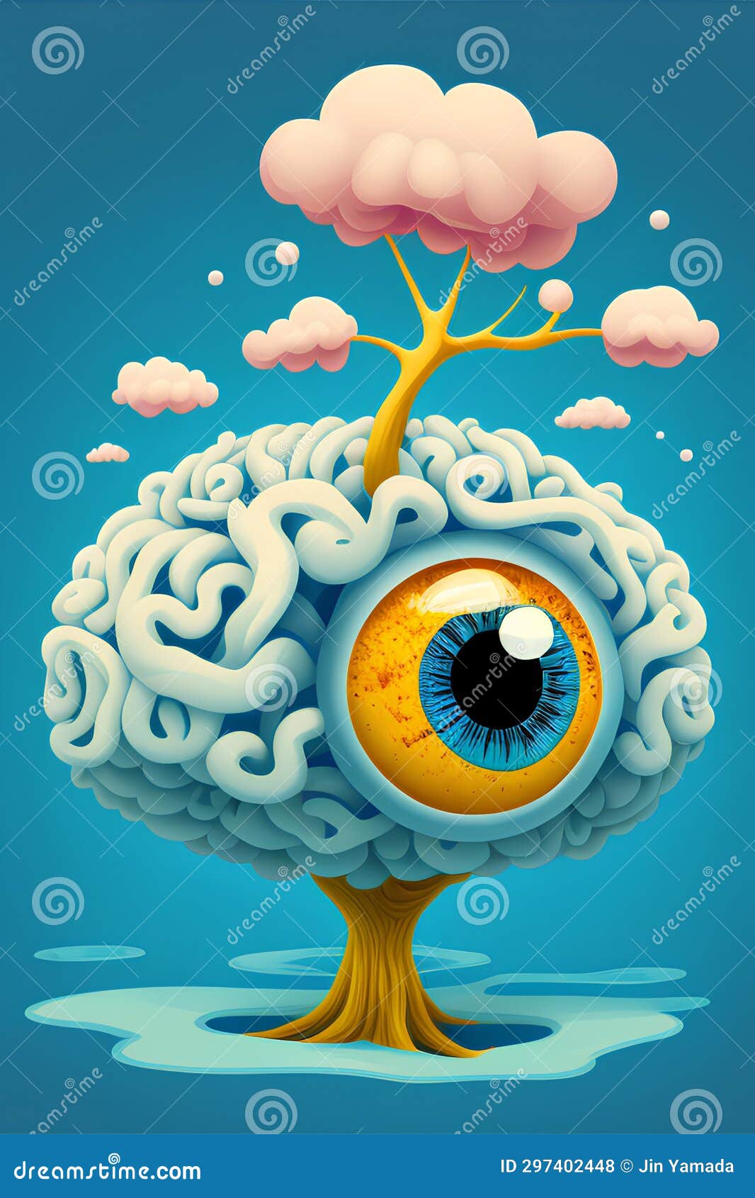 Human Brain with Eye and Tree. Vector Illustration. Eps 10 Stock Photo ...